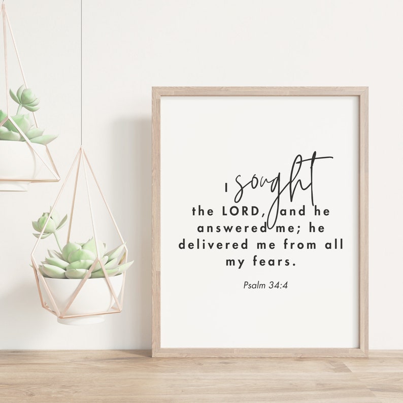 I Sought the Lord, Bible Verse Printable, Home Décor, Scripture Wall ...