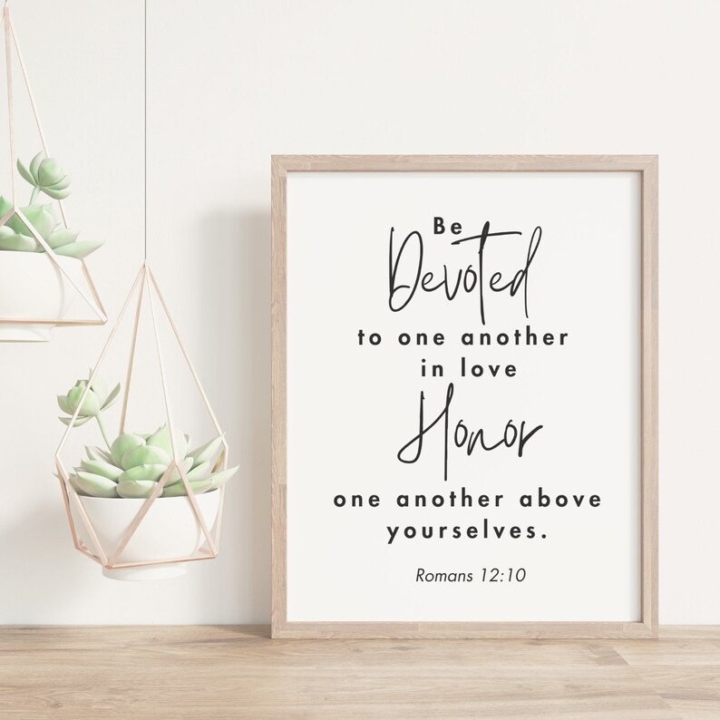 Be Devoted to One Another, Bible Verse Printable, Home Décor, Scripture ...