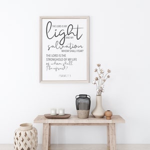 The Lord is My Light, Bible Verse Printable, Home Décor, Scripture Wall ...