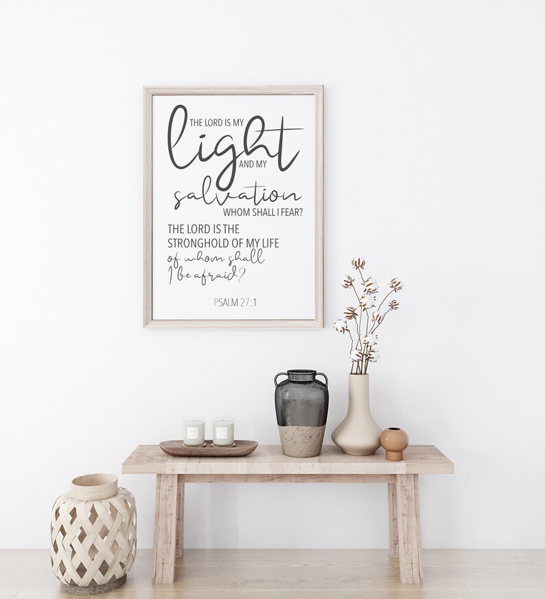 The Lord is My Light, Bible Verse Printable, Home Décor, Scripture Wall ...