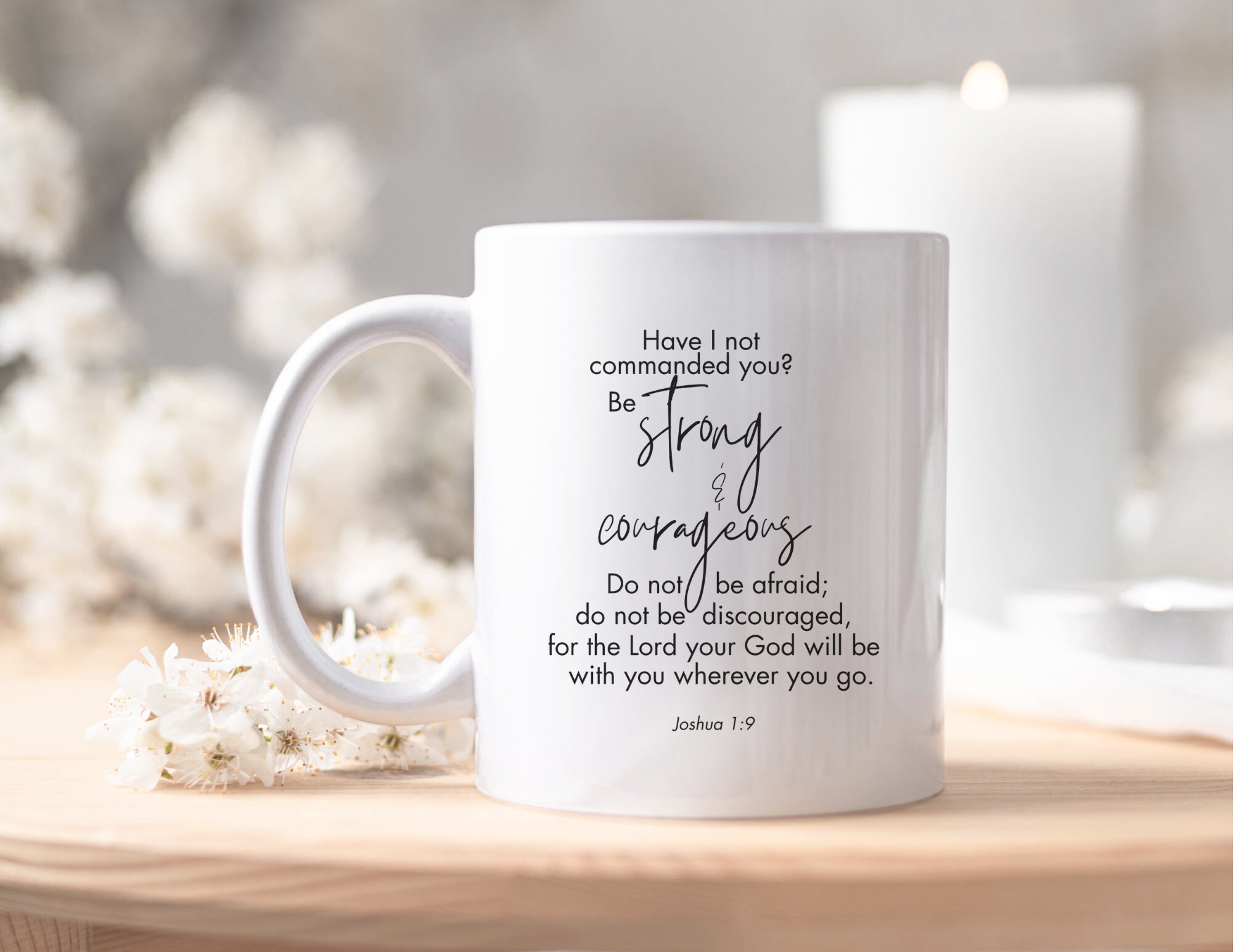 Be Strong and Courageous, Bible Verse Coffee Mug, Religious Gift ...