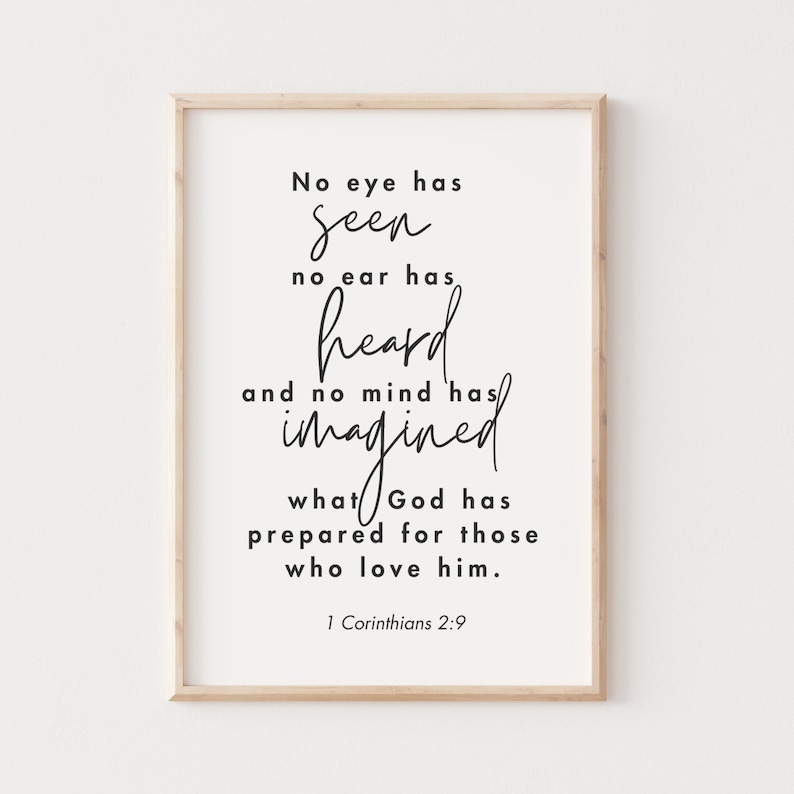 No Eye Has Seen, Bible Verse Printable, Home Décor, Scripture Wall Art ...
