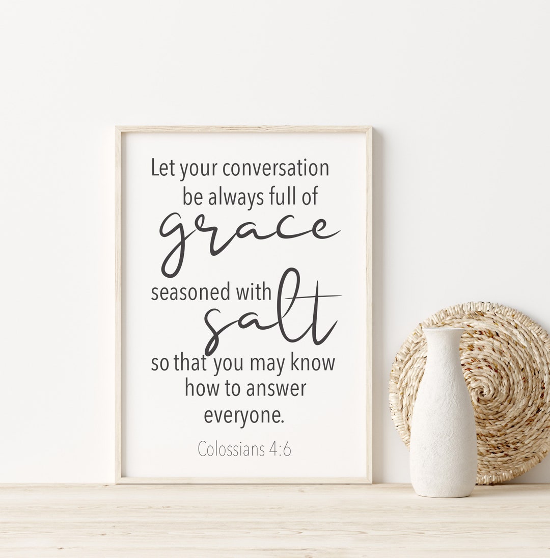 Let Your Conversation, Bible Verse Printable, Home Décor, Scripture ...