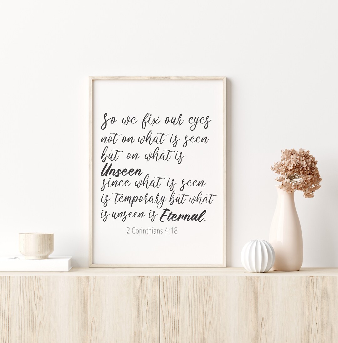 So We Fix Our Eyes, Bible Verse Printable, Home Décor, Scripture Wall ...