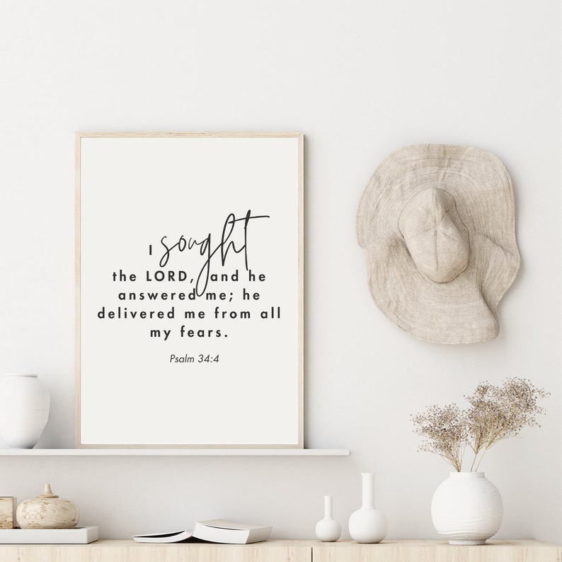 I Sought the Lord, Bible Verse Printable, Home Décor, Scripture Wall ...
