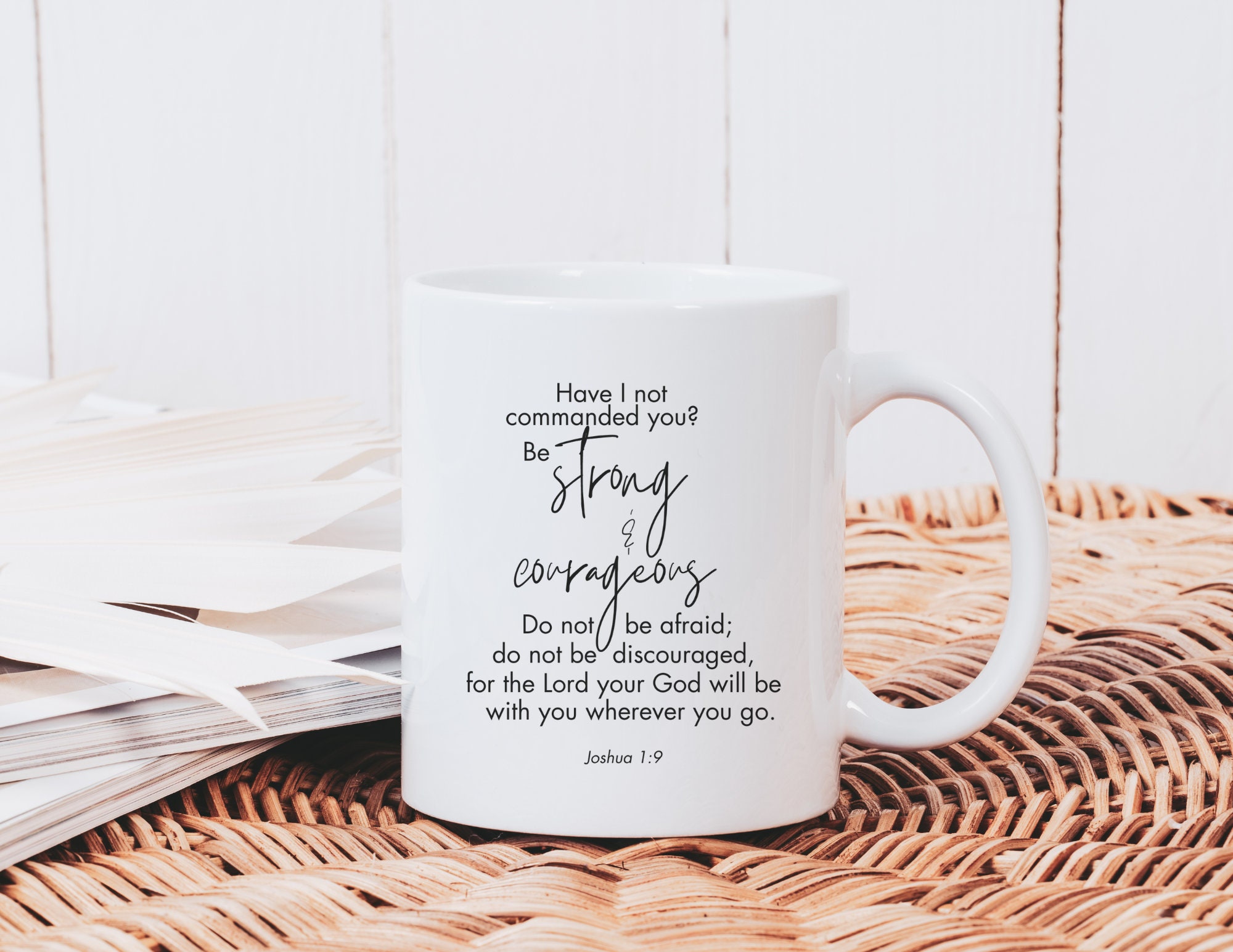 Be Strong and Courageous, Bible Verse Coffee Mug, Religious Gift ...