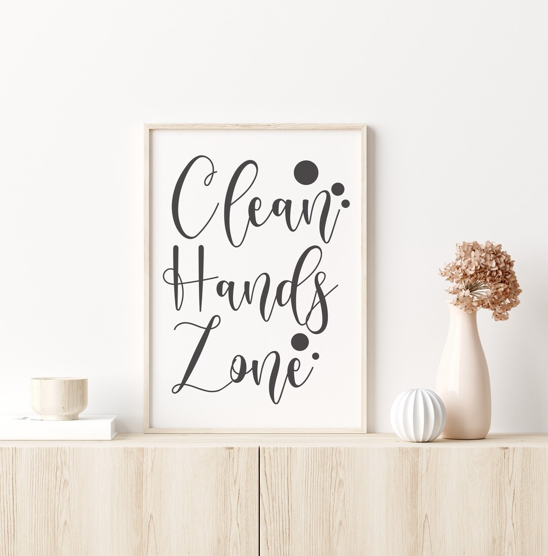 Clean Hands Zone Bathroom Printable Bathroom Décor Bathroom Wall Art ...