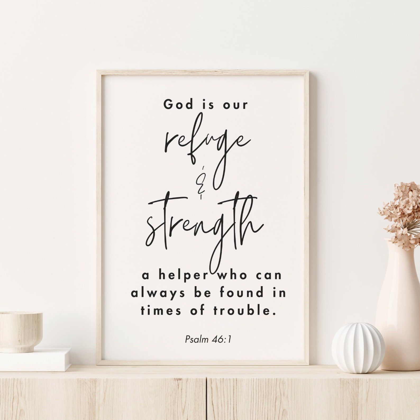God is Our Refuge, Bible Verse Printable, Home Décor, Scripture Wall ...