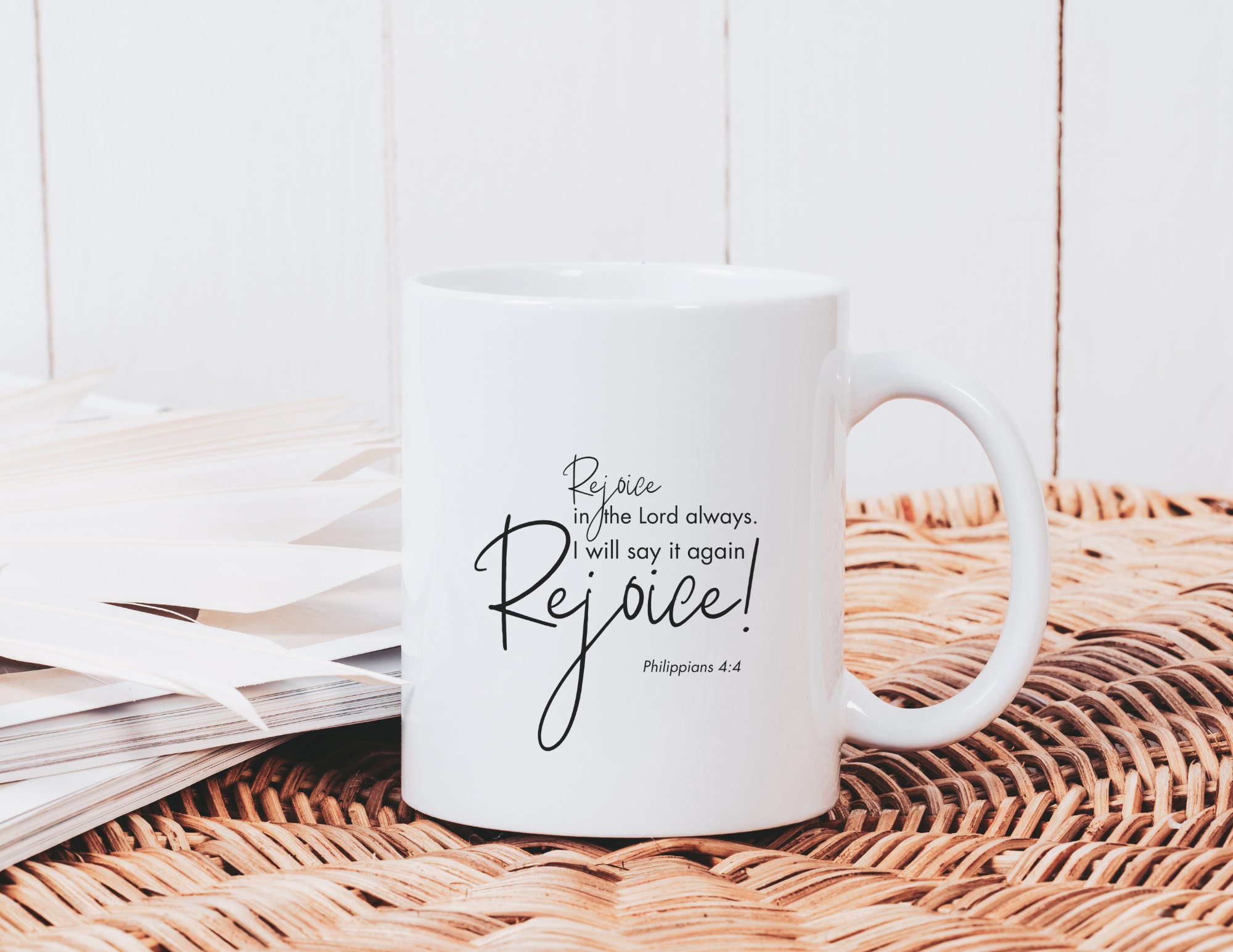 Rejoice in the Lord, Bible Verse Coffee Mug, Religious Gift, Scripture ...