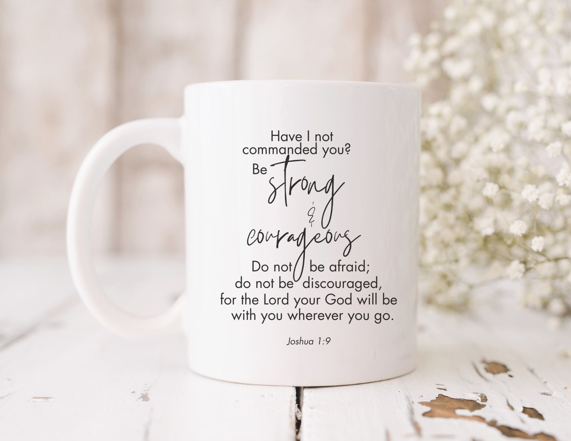 Be Strong and Courageous, Bible Verse Coffee Mug, Religious Gift ...