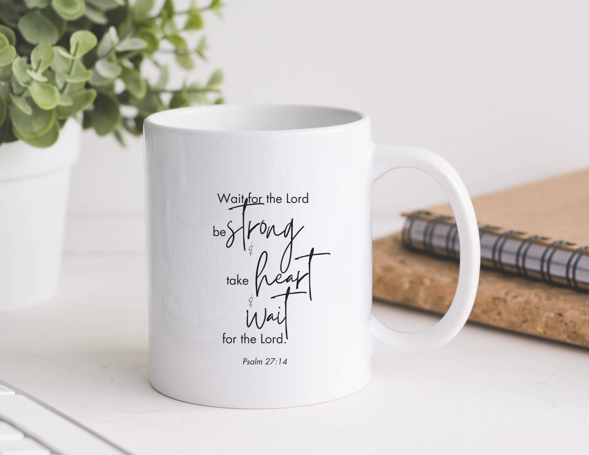 Wait for the Lord, Bible Verse Coffee Mug, Religious Gift, Scripture ...