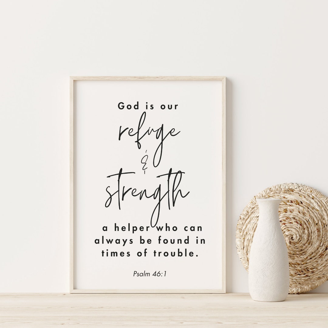 God is Our Refuge, Bible Verse Printable, Home Décor, Scripture Wall ...