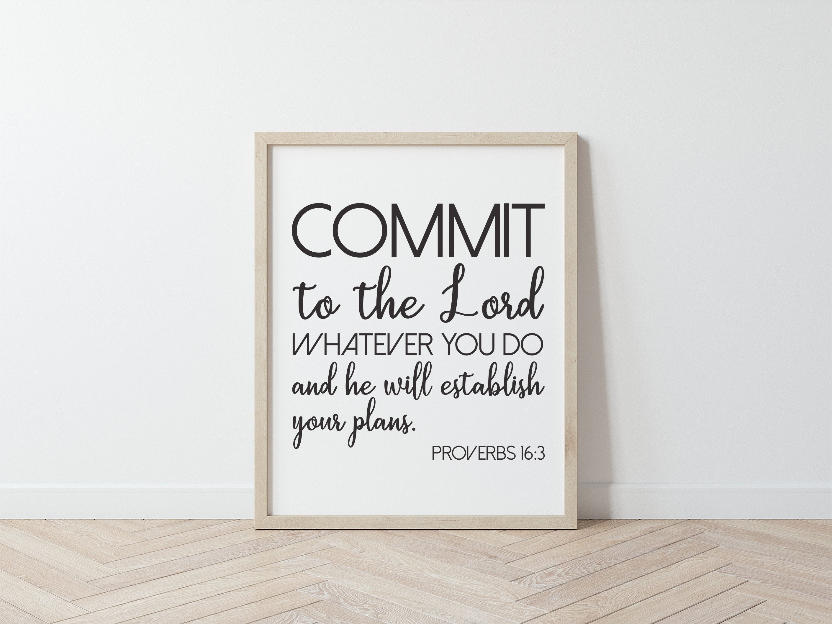 Commit to the Lord, Bible Verse Printable, Home Décor, Scripture Wall ...