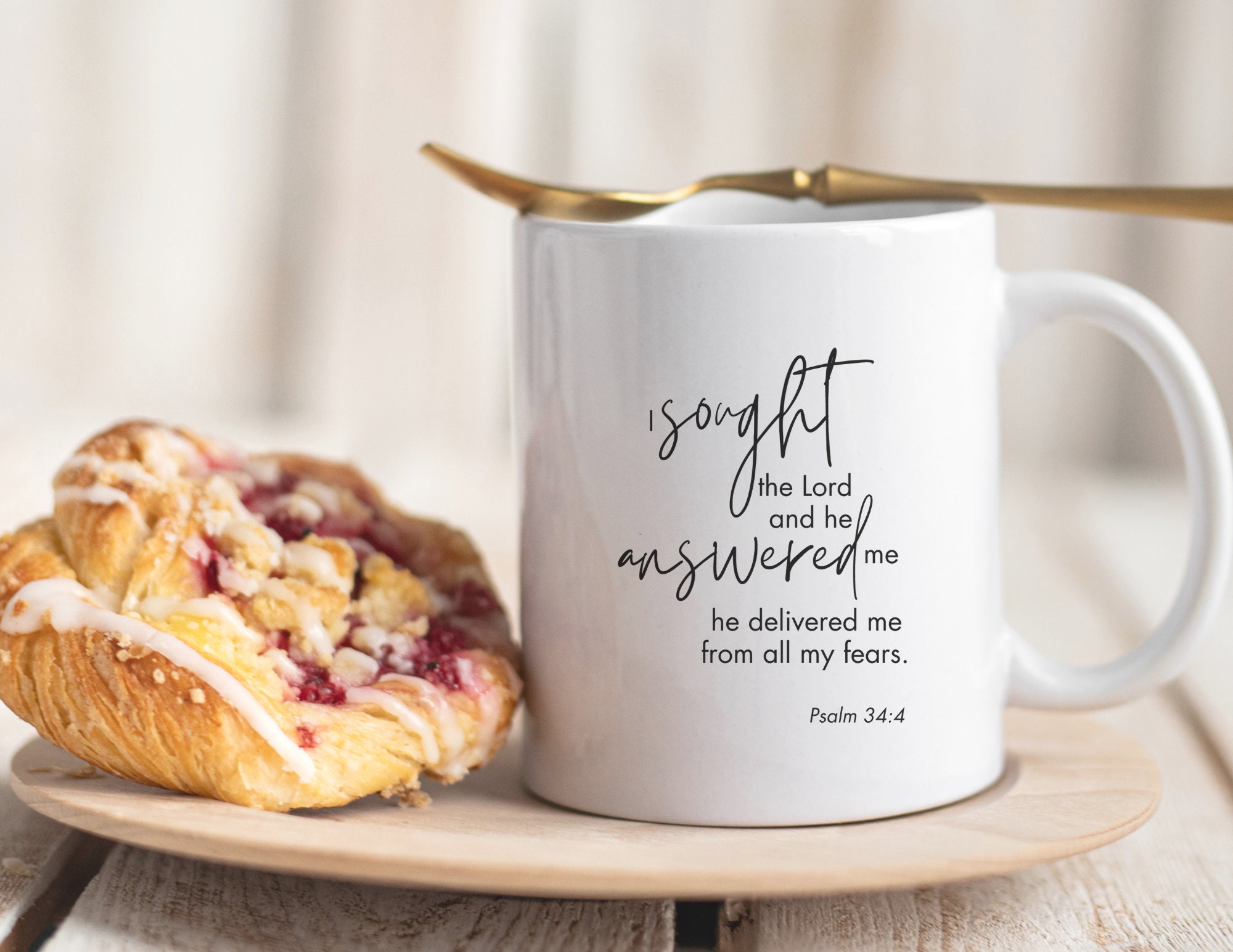 I Sought the Lord, Bible Verse Coffee Mug, Religious Gift, Scripture ...