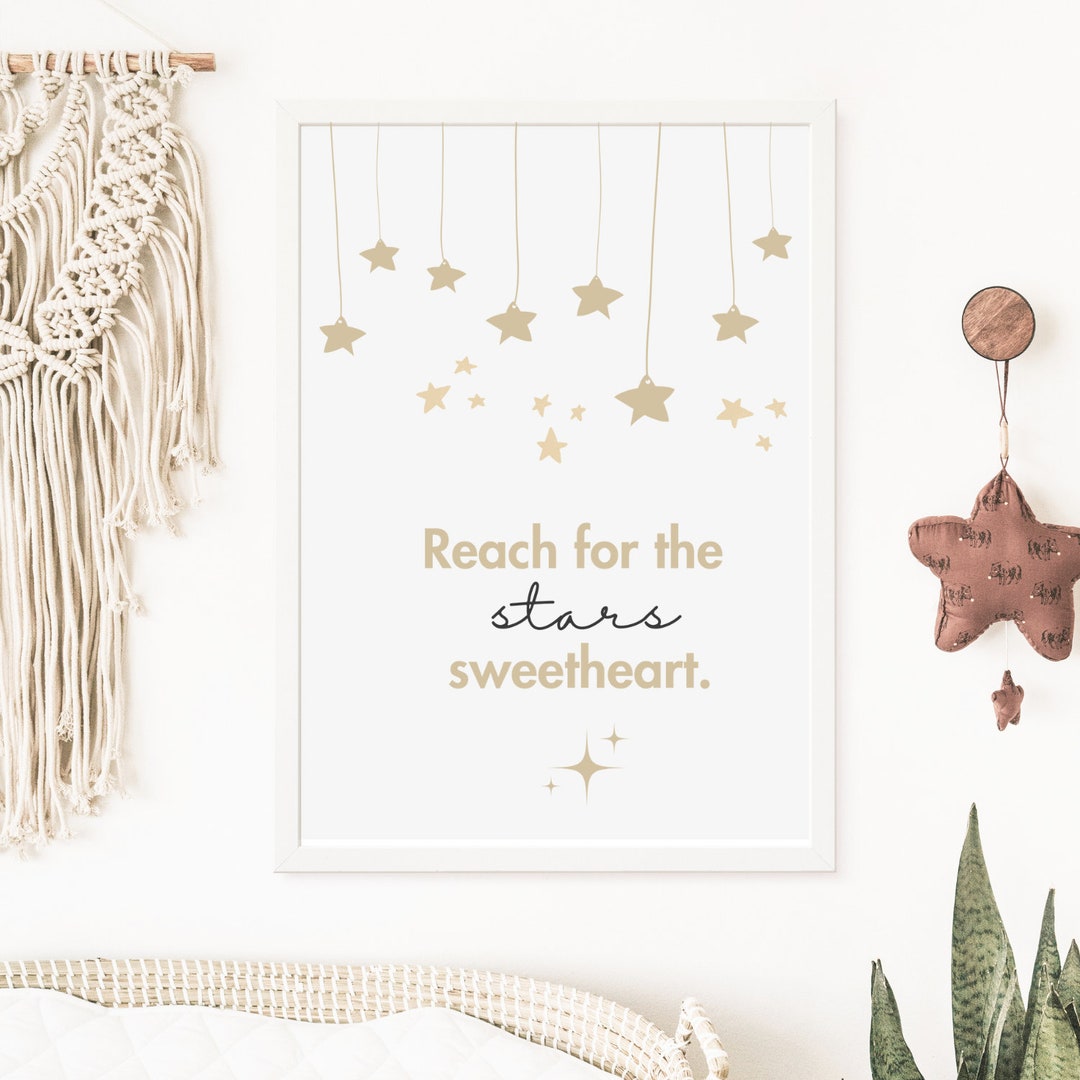 Reach for the Stars Nursery Printable, Baby Room Print, Printable for ...