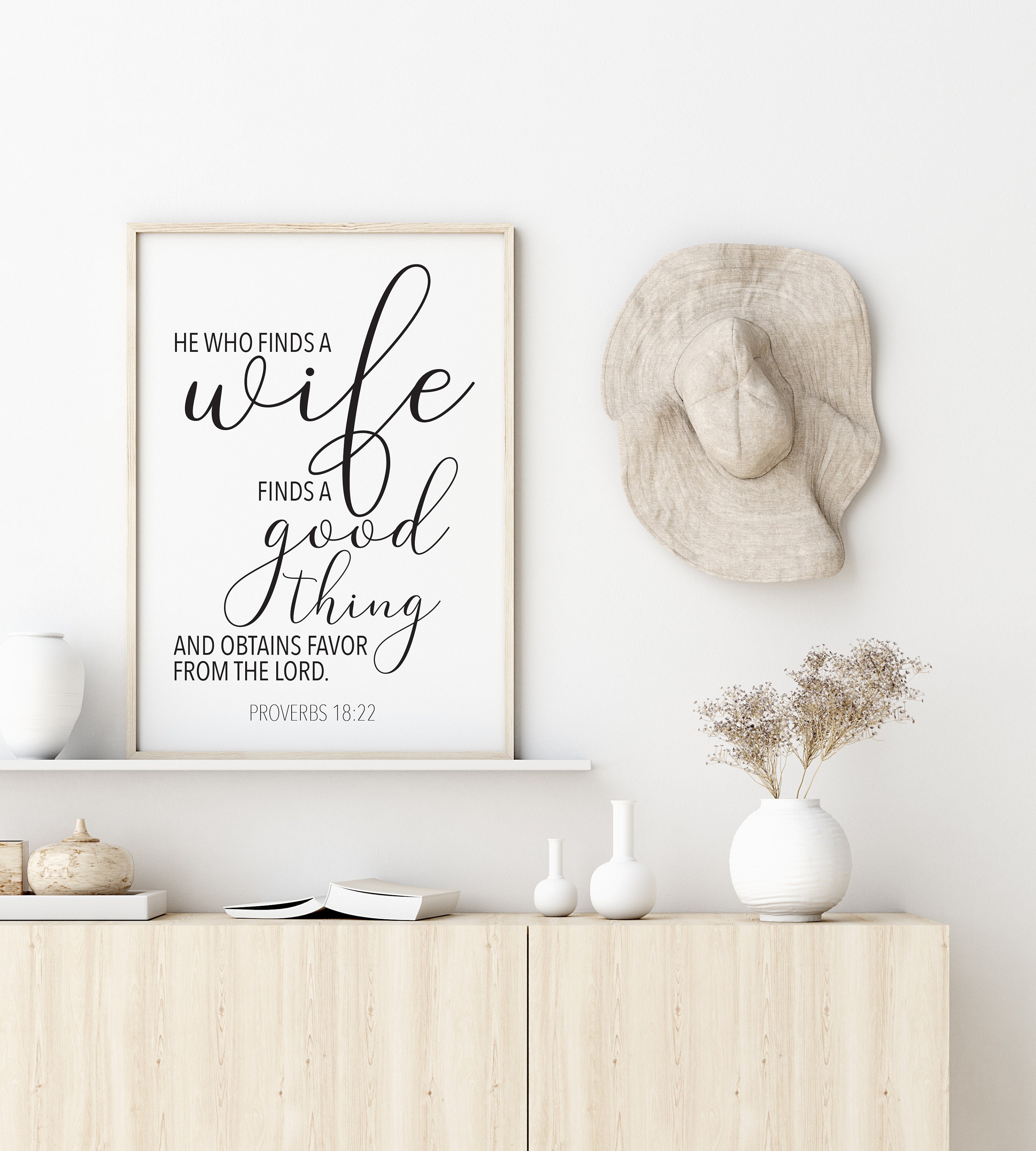 He Who Finds A Wife, Bible Verse Printable, Home Décor, Scripture Wall ...