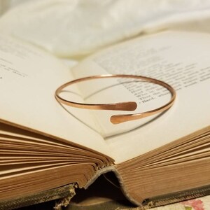 Dainty Copper Bracelet, Minimalist Jewelry, Adjustable Paddle Bangle, Wrap Bracelet, Boho ...