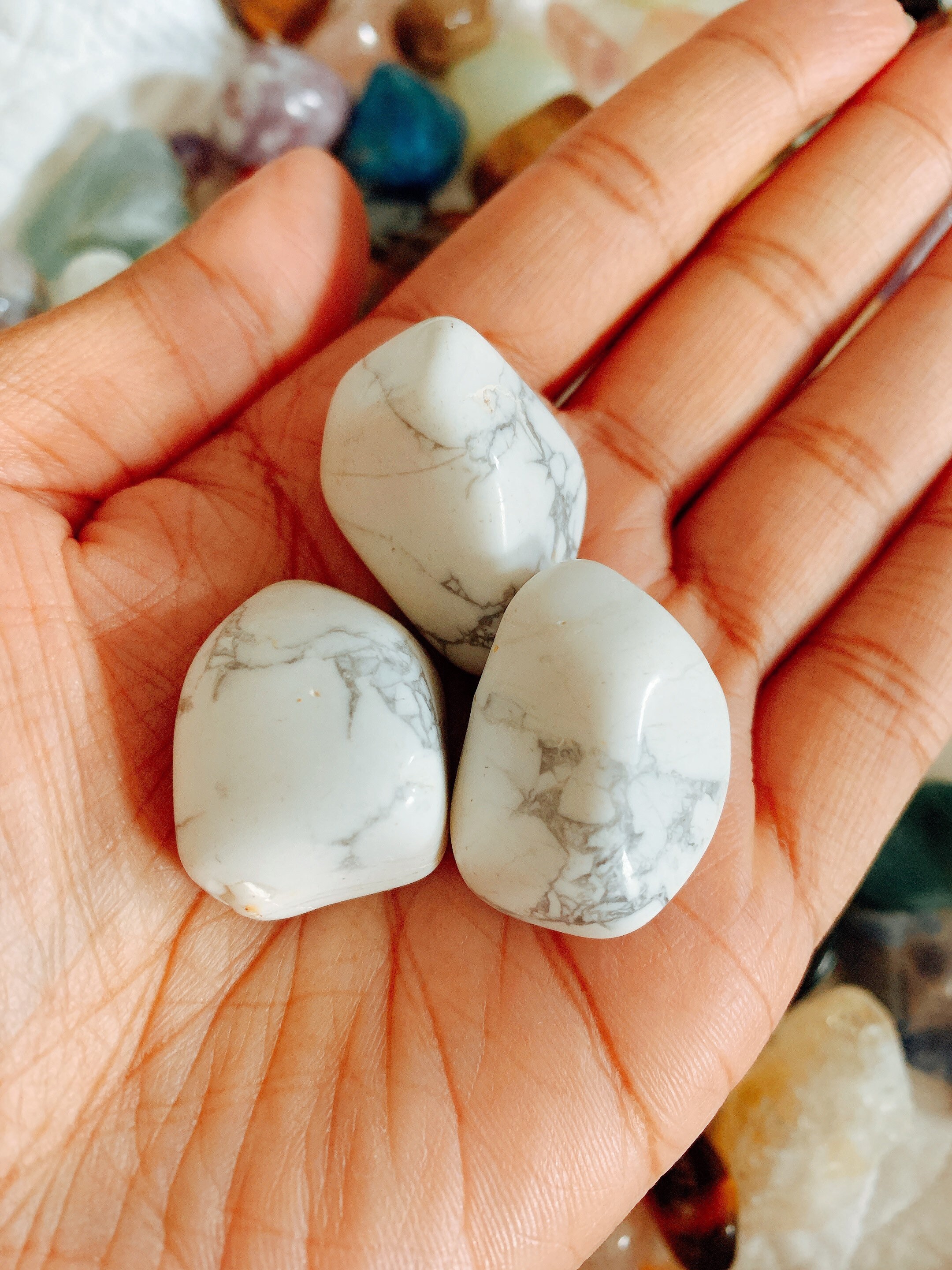 Lot of 3 Howlite Stones Tumbled | Etsy
