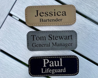 Personalized Name Tag, Leather Nametag, Magnetic Name Tags, Custom ...