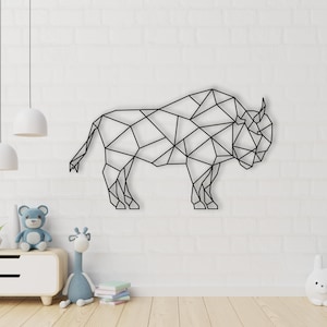 Geometric Bison Wall Hanging | Geometric Woodland Buffalo Bison Animal ...
