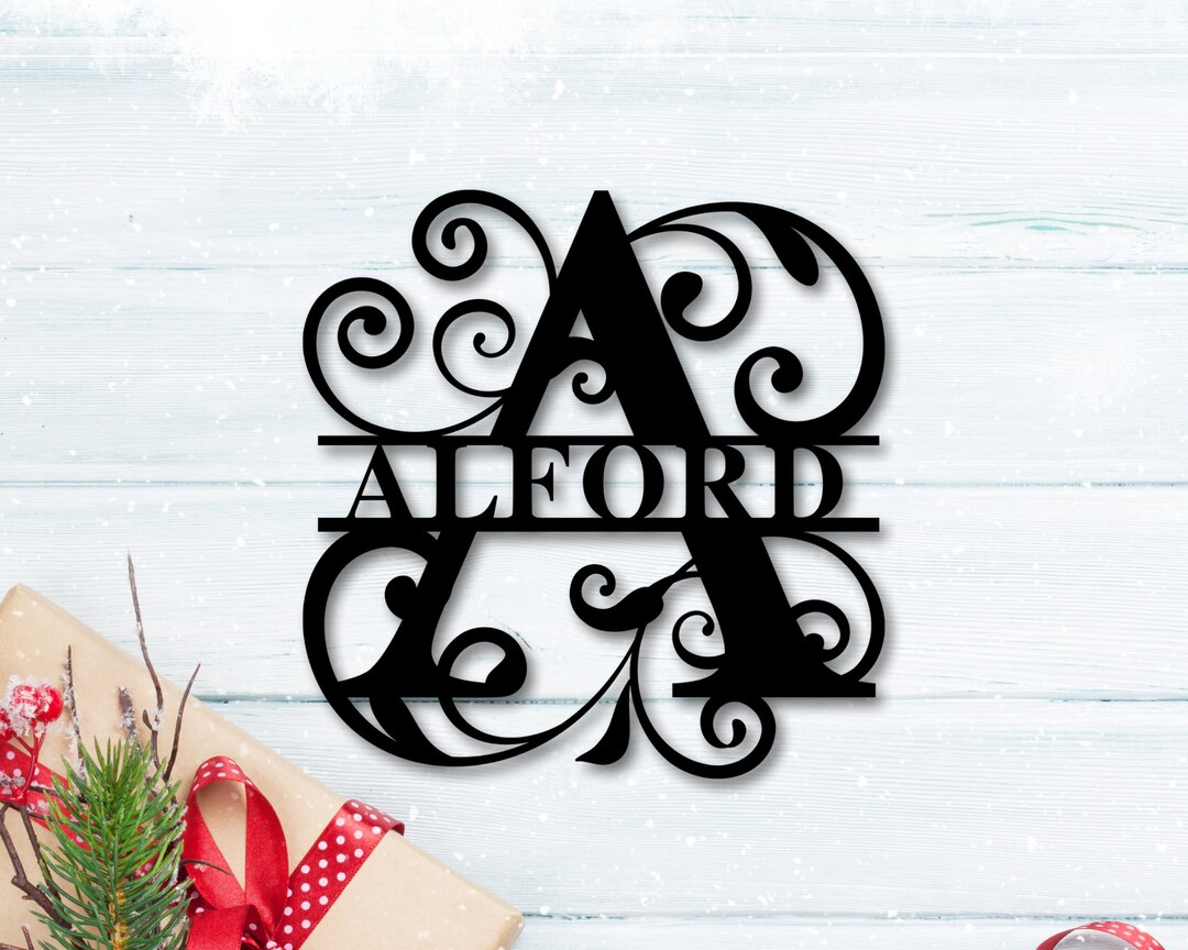 Decorative Split Monogram Metal Family Name Sign - Etsy