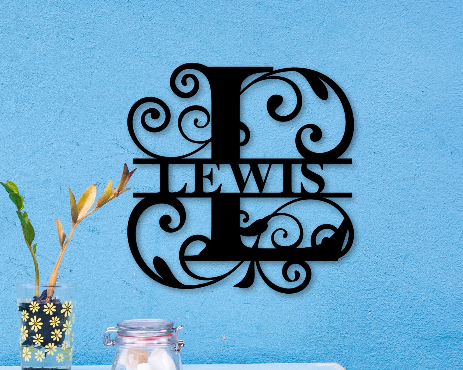 Decorative Split Monogram Metal Family Name Sign - Etsy