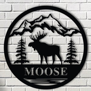 Metal Moose Sign, Personalize Moose Metal Sign, Last Name Moose Sign ...