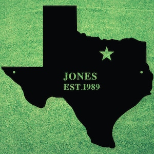 Texas Last Name Metal Sign, Established Family Sign, Metal Monogram ...