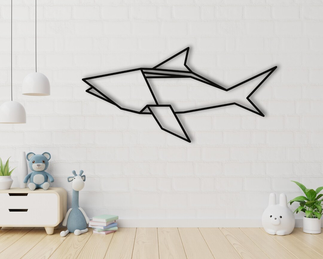 Geometric Shark, Metal Shark Sign, Sign for Kids Room, Nursery Sign ...