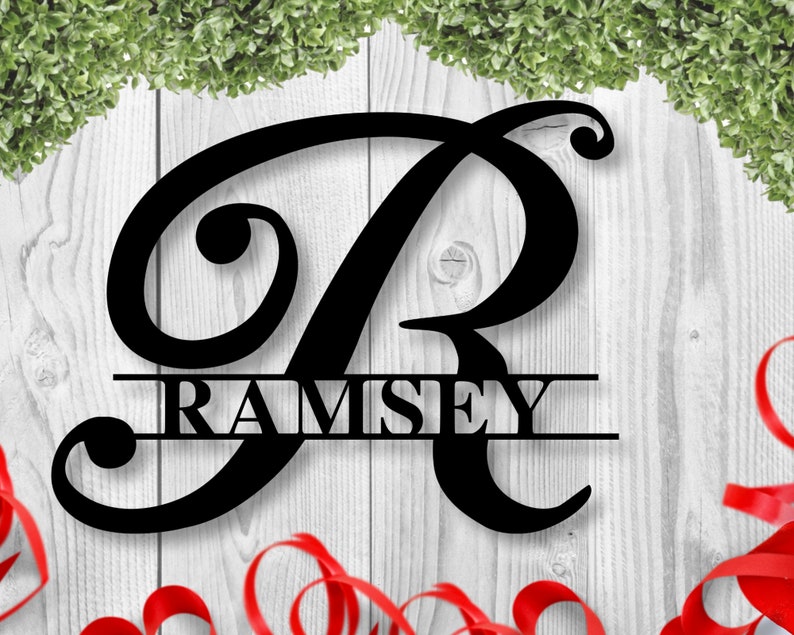 Personalized Split Monogram Custom Metal Family Name Sign | Etsy