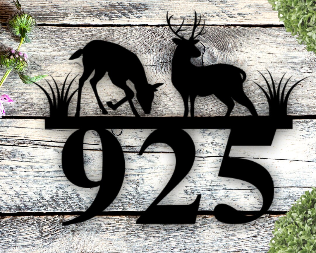 Custom Rustic Metal Address Sign Wilderness Sign - Metal House Number ...