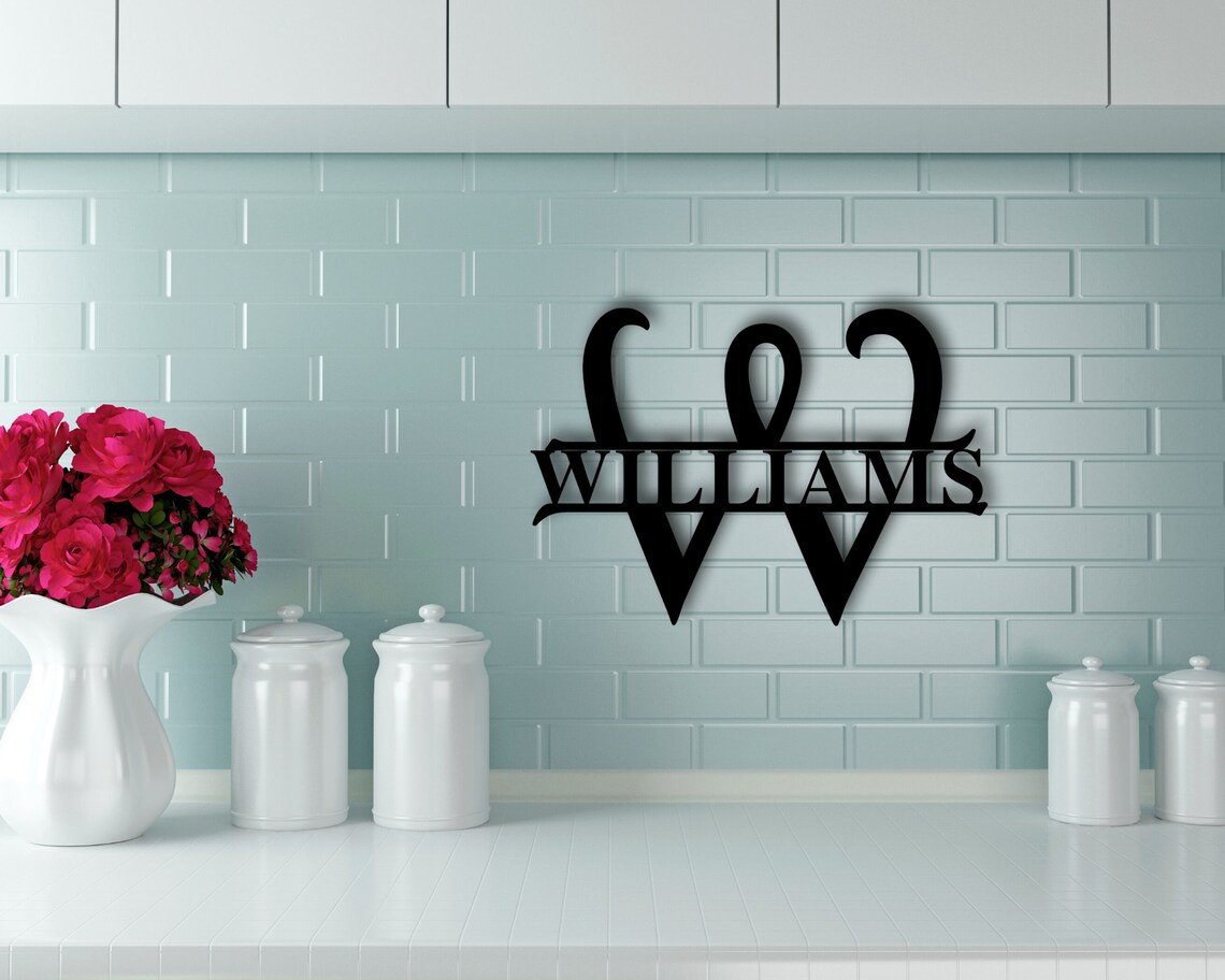 Custom Family Name Metal Sign Initial Sign Metal Monogram - Etsy