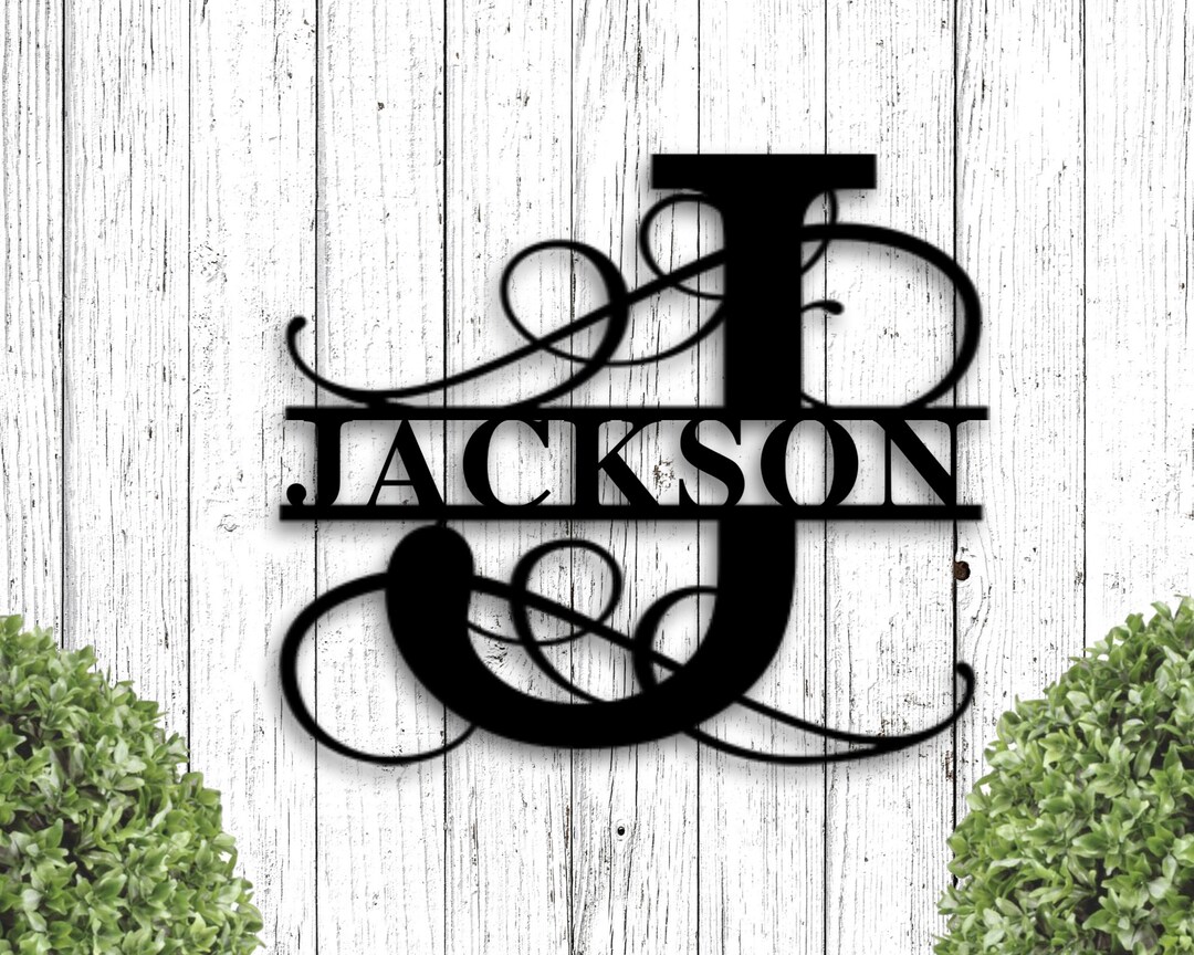 Decorative Split Monogram Metal Family Name Sign - Etsy