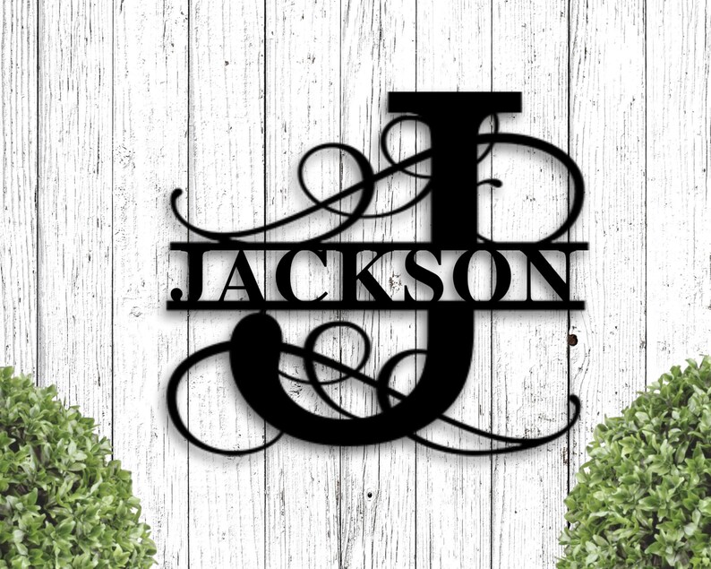 Decorative Split Monogram Metal Family Name Sign - Etsy