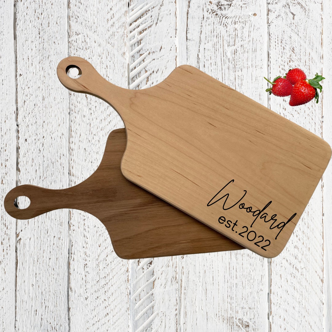 Engraved Personalized Cheese Board, Custom Cutting Board With Handle ...