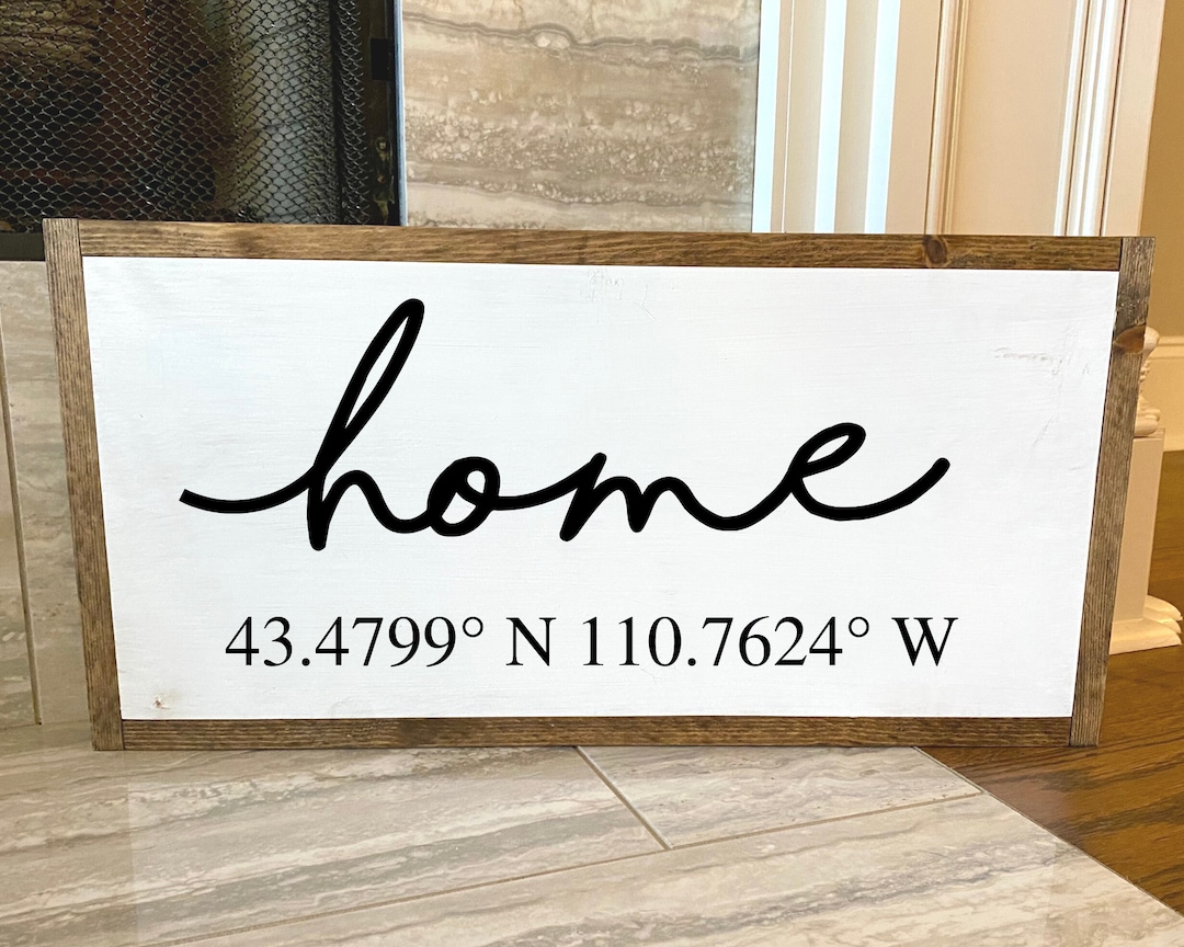 Home Sign With Coordinates | Realtor Closing Gift | New Home Gift ...