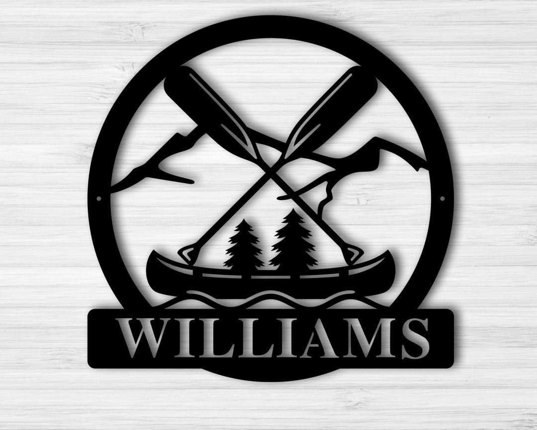 Canoe Sign, Personalized Canoe Sign, Metal Canoe Sign, Lake House Cabin ...