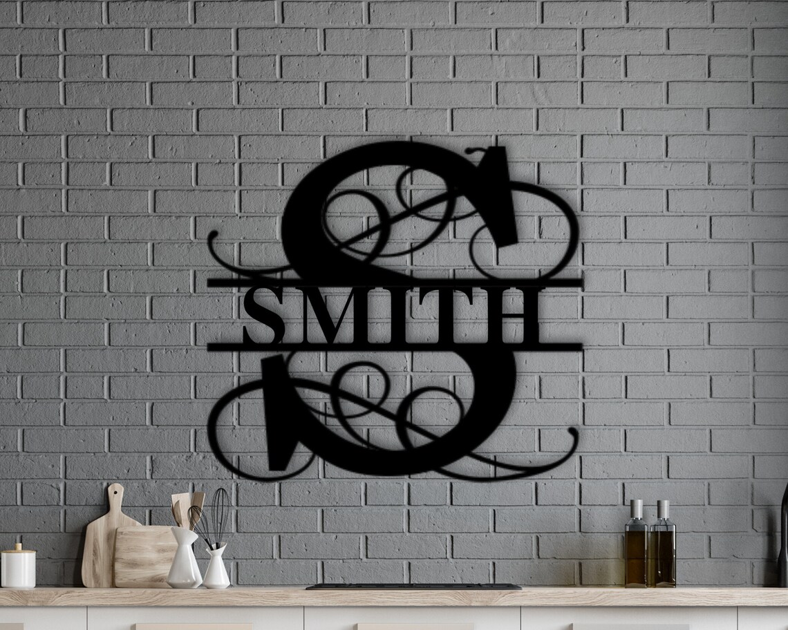 Metal Monogram Sign Metal Wall Art Metal Name Sign House - Etsy