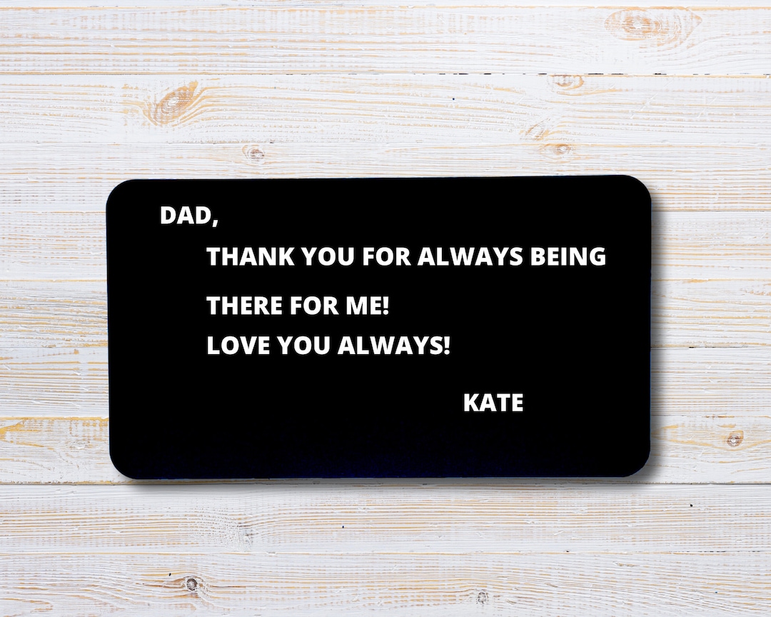 Personalized Metal Wallet Insert Card With Any Text/quote - Laser ...
