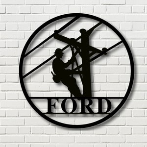 Lineman Last Name Metal Sign- Lineman Graduation- Personalized Lineman ...