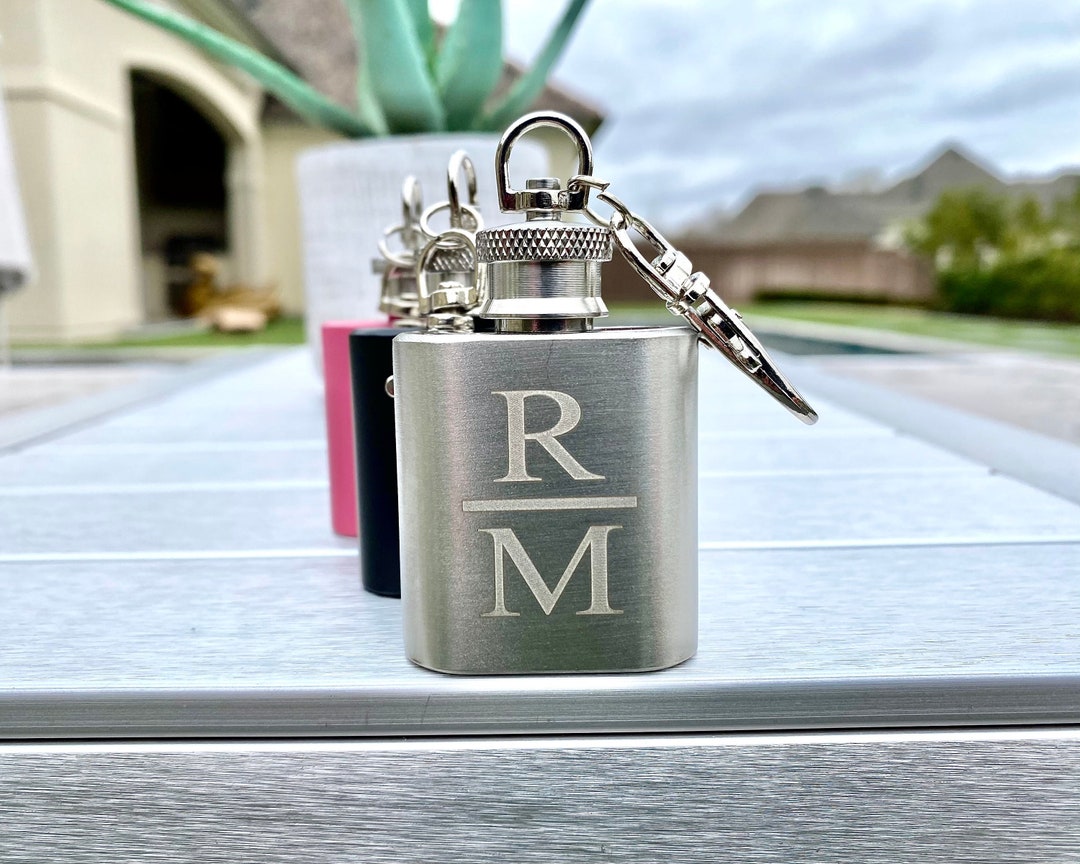 Stainless Steel Key Chain Flask - 1 Oz -- Personalized -- (1 Pc ...