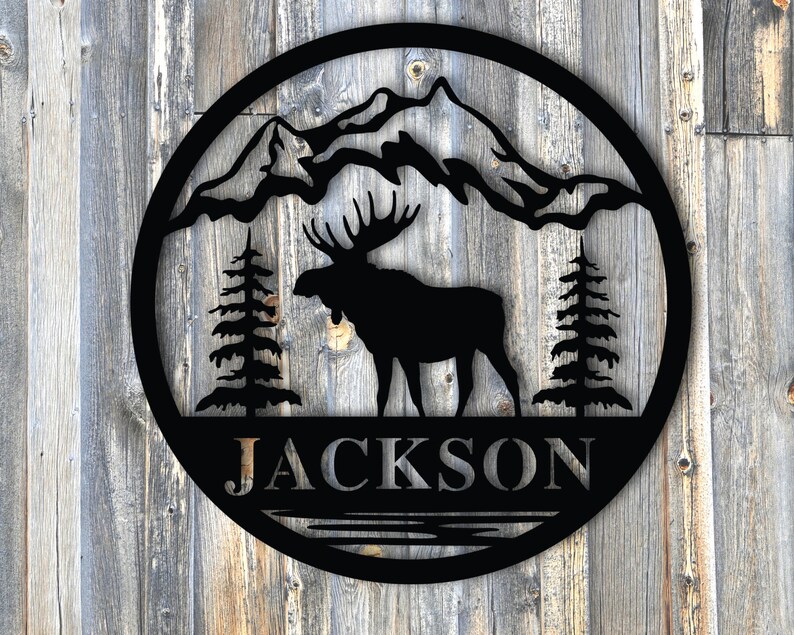 Metal Moose Sign Personalize Moose Metal Sign Last Name - Etsy
