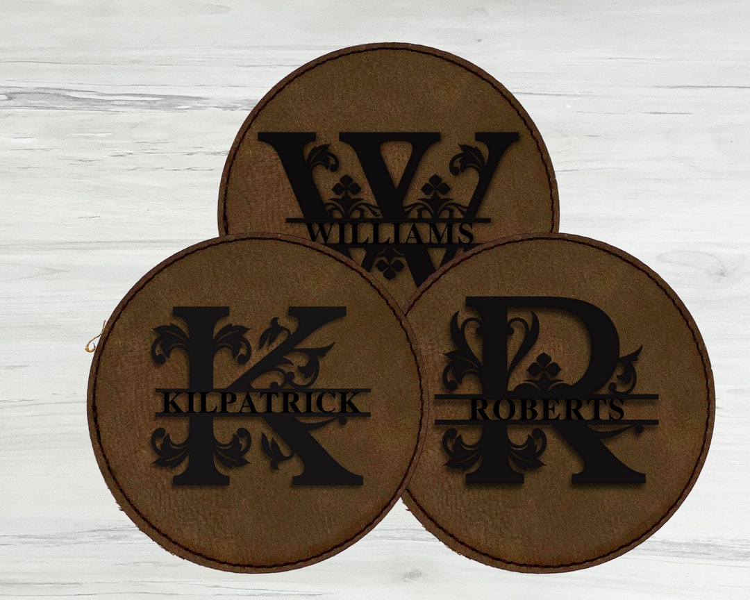 Monogrammed Custom Bar Coasters, Leather Coaster Set, Custom Coasters ...