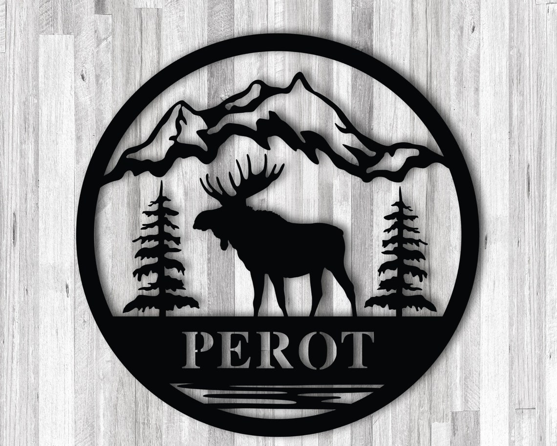 Metal Moose Sign Personalize Moose Metal Sign Last Name - Etsy