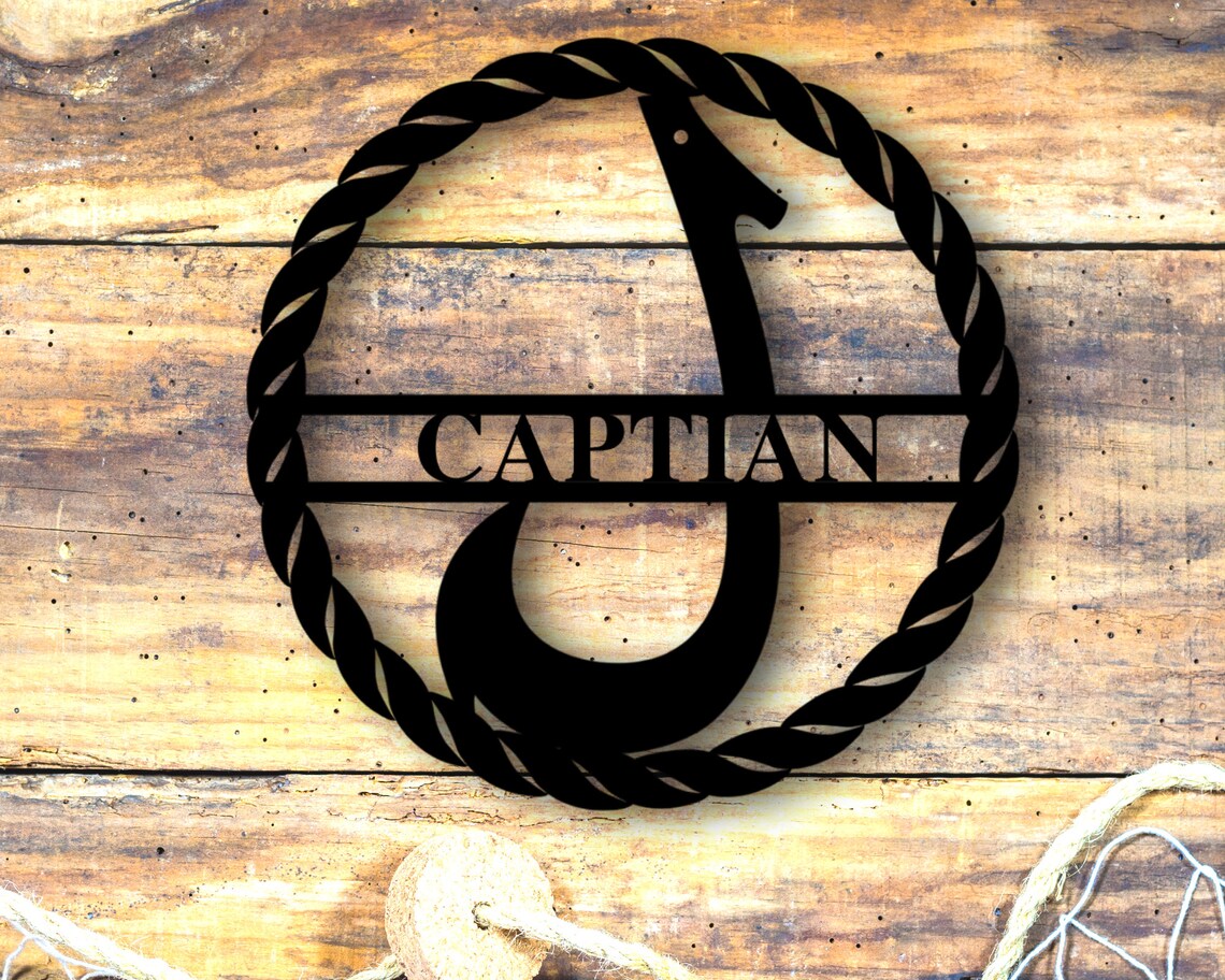 Personalized Fishing Hook Metal Sign Fishing Camp Sign Beach | Etsy