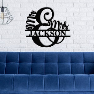 Personalized Sign, Metal Family Name Sign, Mr and Mrs Sign, Last Name ...