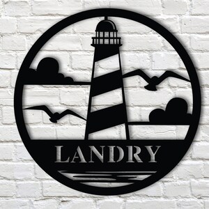 Personalized Lighthouse Sign, Custom Harbor Theme Sign, Custom Family ...
