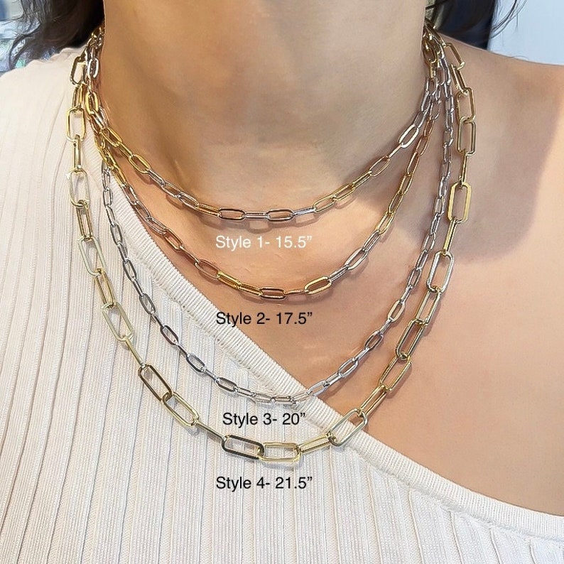 14K Italian Gold Paperclip Link Chain, Paperclip, Tri Color Gold ...