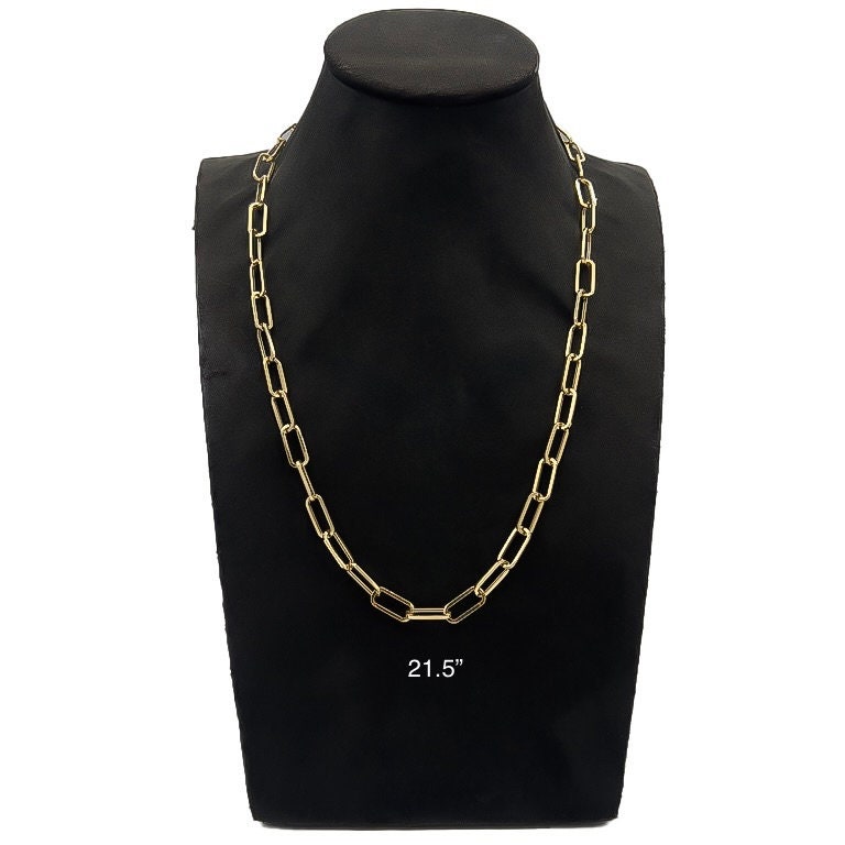 14K Italian Gold Paperclip Link Chain, Paperclip, Tri Color Gold ...