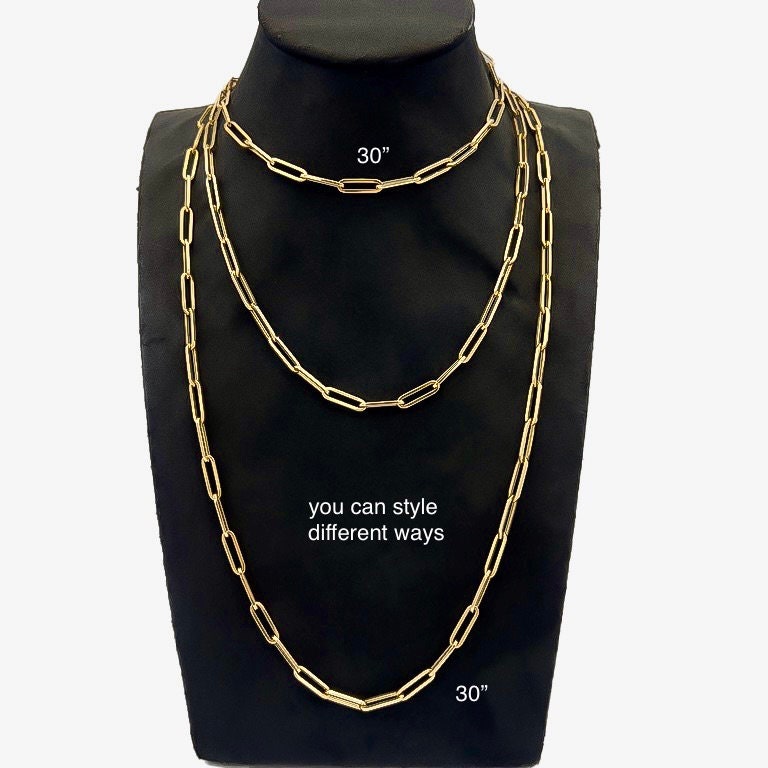 14K Italian Gold Paperclip Link Chain, Paperclip, Tri Color Gold ...